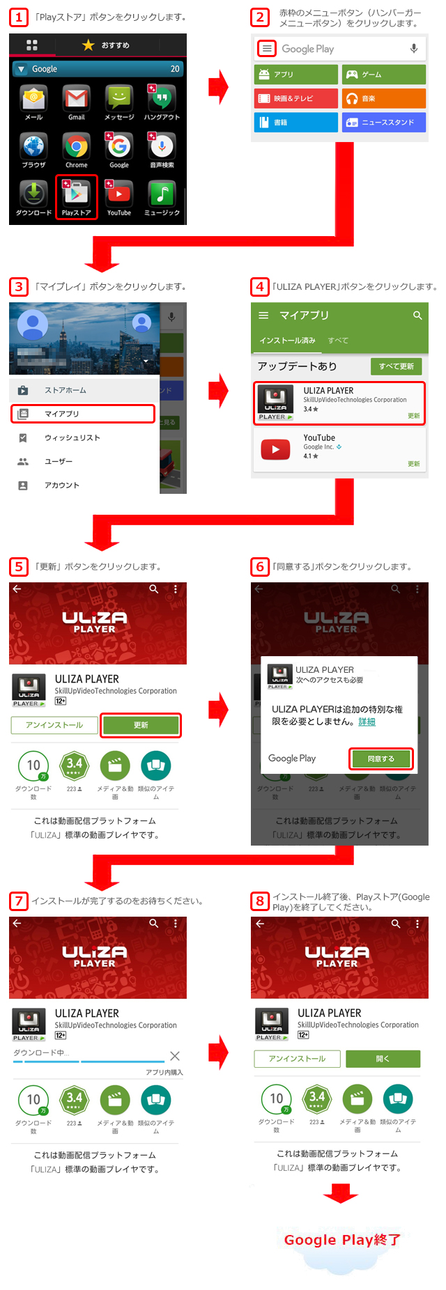 ULIZA PLAYER のアップデート方法について